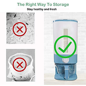 Kitchen Rice Storage Containers - 26Lbs Large Airtight Rice Bucket Grain Storage Bin Cereal Dispenser Container with Measuring Cup -Keep Dry Fresh and Insect Free (Free Silicone Whisk)