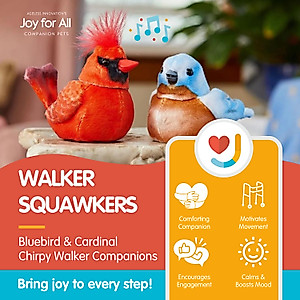 Joy for All Walker Squawker Cheery Animatronic Bird for Companionship and to Help You Remember Your Walker - Cardinal,Red