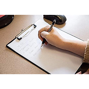 Black Plastic clipboards (Set of 6) Multipack - 12.5x9 Inch Black Clipboard with 100 Sheets Holding Capacity Low Profile Clip | Colored Acrylic Clip Boards in Bulk for Kids & Professionals