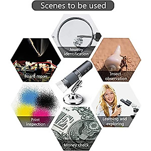 Jiusion WiFi USB Digital Handheld Microscope, 50 to 1000x Wireless Magnification Endoscope 8 LED Mini Camera with Metal Stand Compatible with iPhone iPad Mac Windows Android