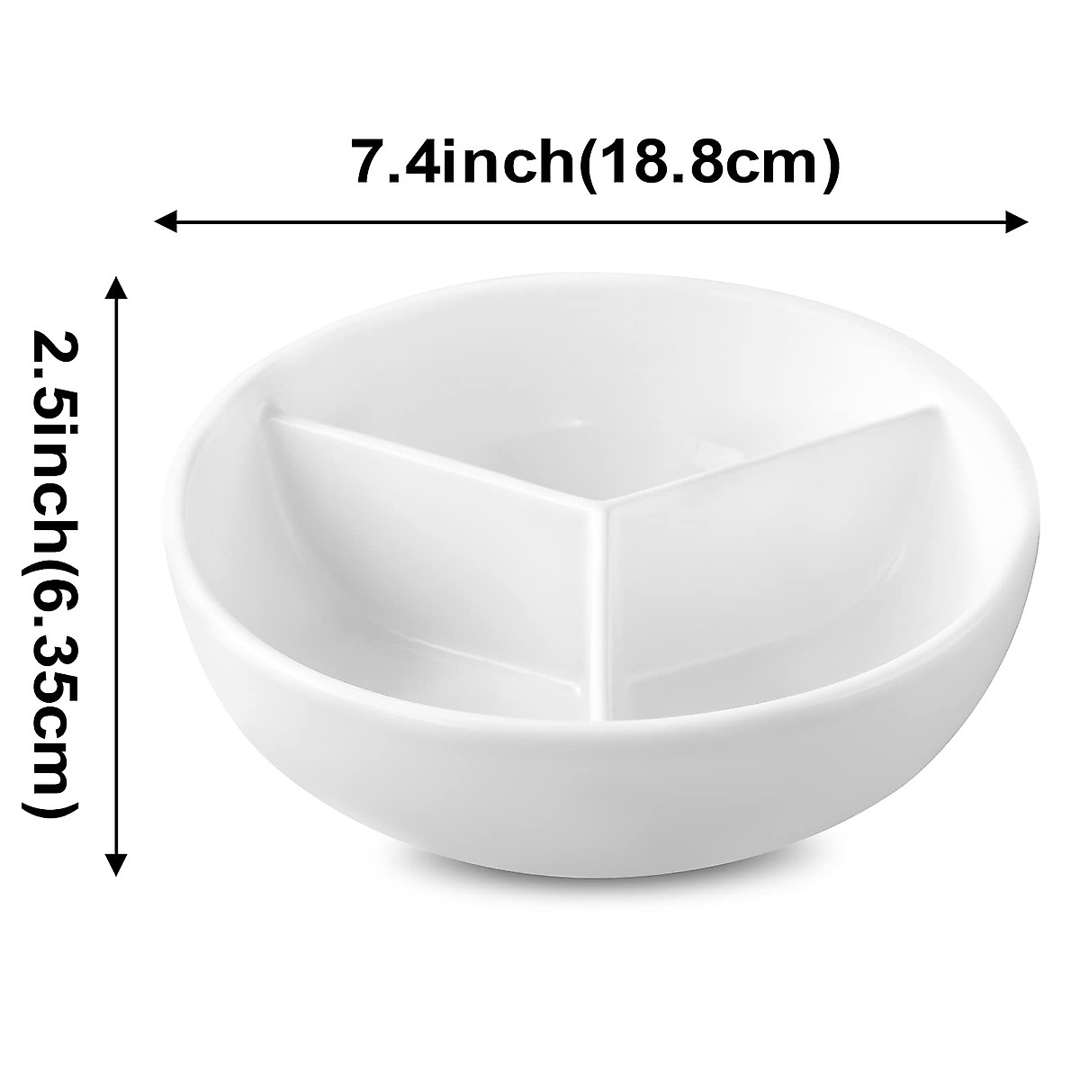 Cinf Ceramic Cereal Bowl 3 Section Separate Milk Keeps Fresh Crunchy Microwave Safe Anti Soggy Ice Cream Topping Yogurt Fries Ketchup Soup Salad Dessert Bowls Gifts
