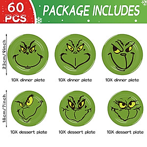 Yizeda 60pcs Christmas Party Plates Christmas Party Supplies Christmas Baby Shower Decor（30pcs 7inch,30pcs 9inch）