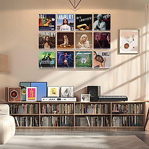 QPEY Vinyl Record Shelf Wall Mount, 8 Pcs 12 inch Acrylic Album Record Holder Nursery Book Shelves for Wall Acrylic Vinyl Wall Mount Vinyl Record Storage (8 pcs 12 inch)