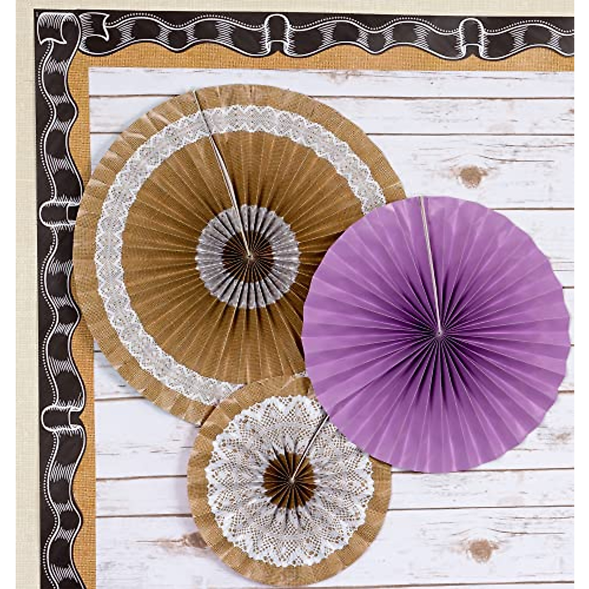 Shabby Chic Burlap Hanging Paper Fans