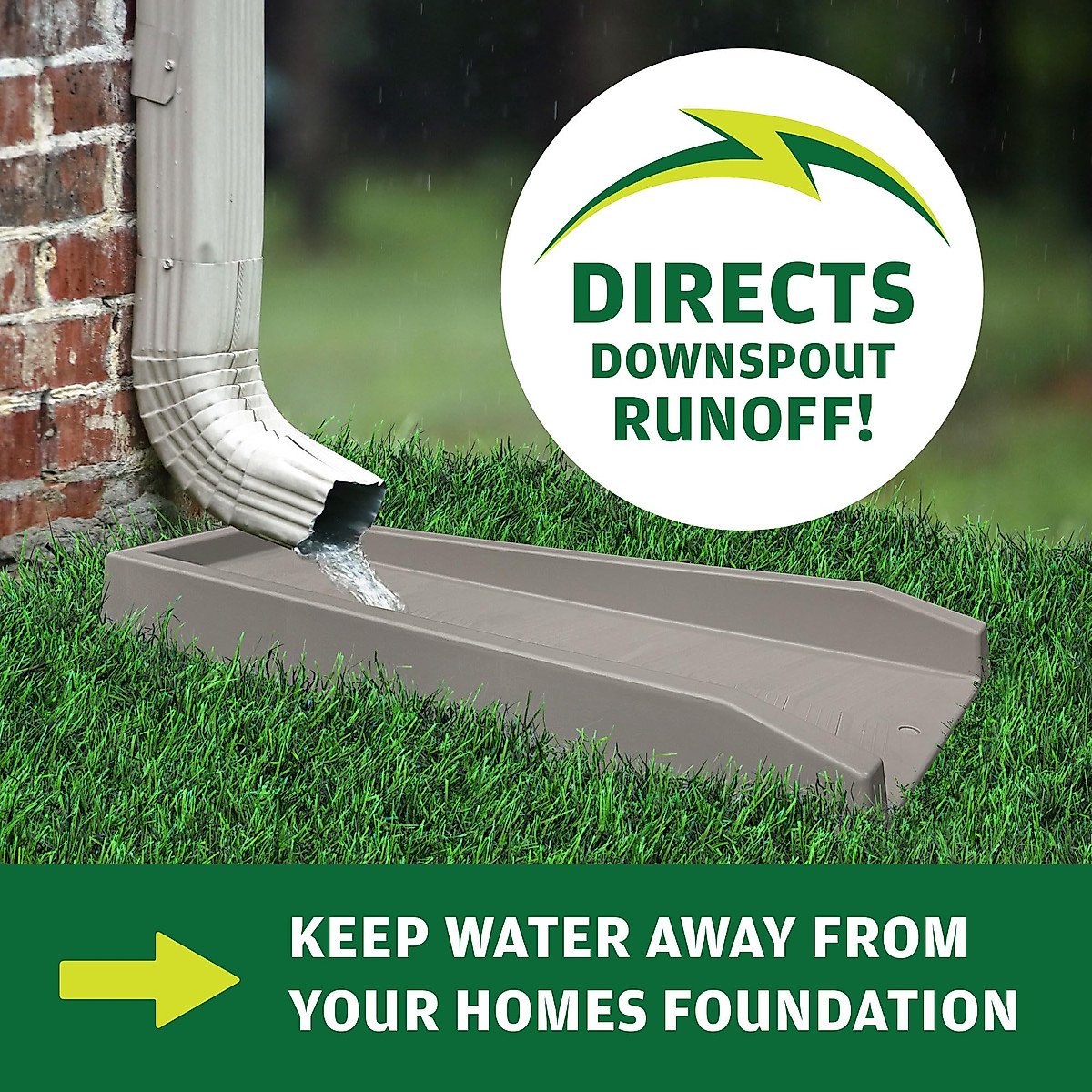 Master Mark Splash Block, Decorative Gutter Downspout Extensions, Splashguard, Foundation Water Diverter, Rain Gutter Guard, Plastic 24” Gray (1 Pack)