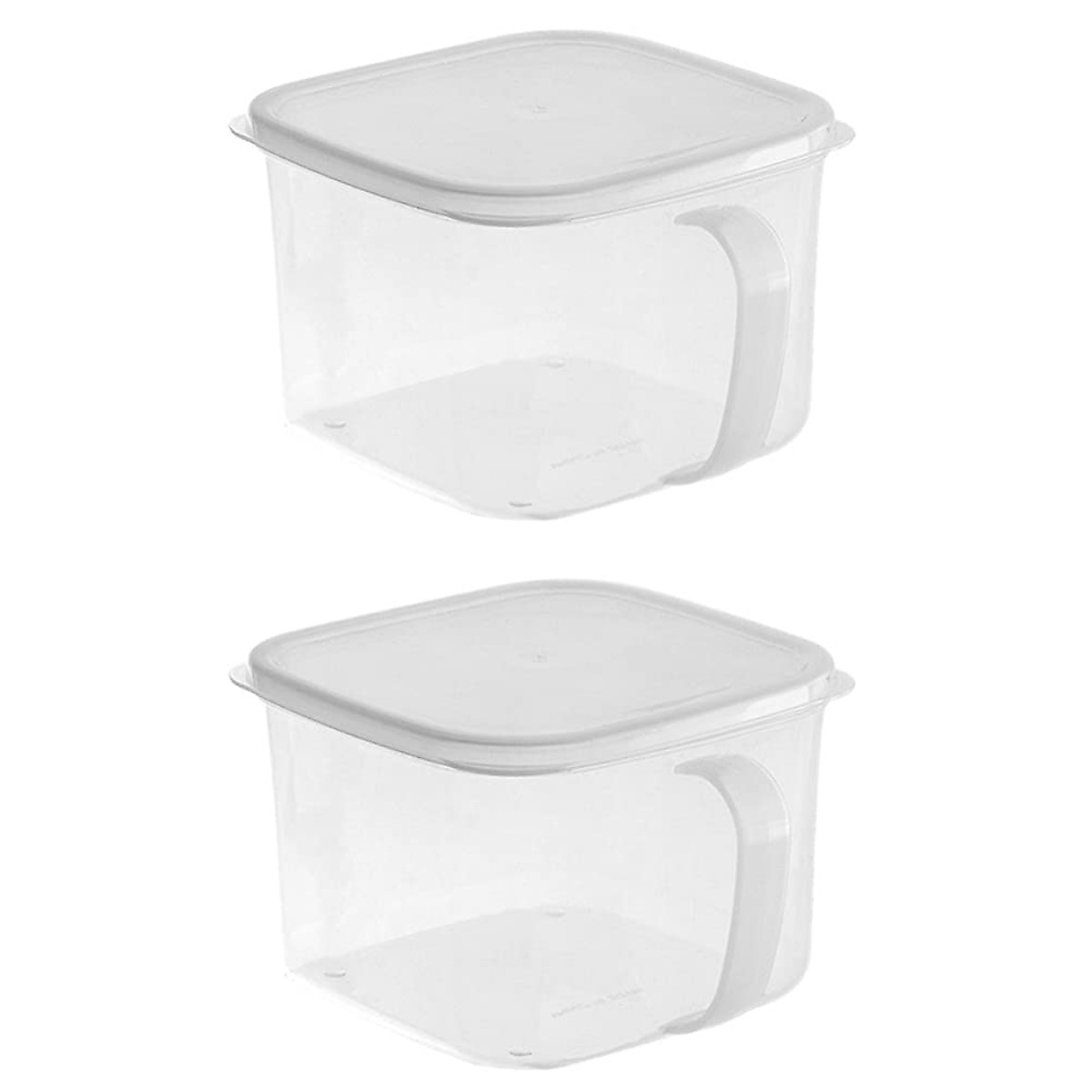 HANABASS 2Pcs Plastic Storage Containers Square Food Storage Organizer with Lid Handle Plastic Food Storage Containers with Lids for Fruits Vegetables Meat Egg
