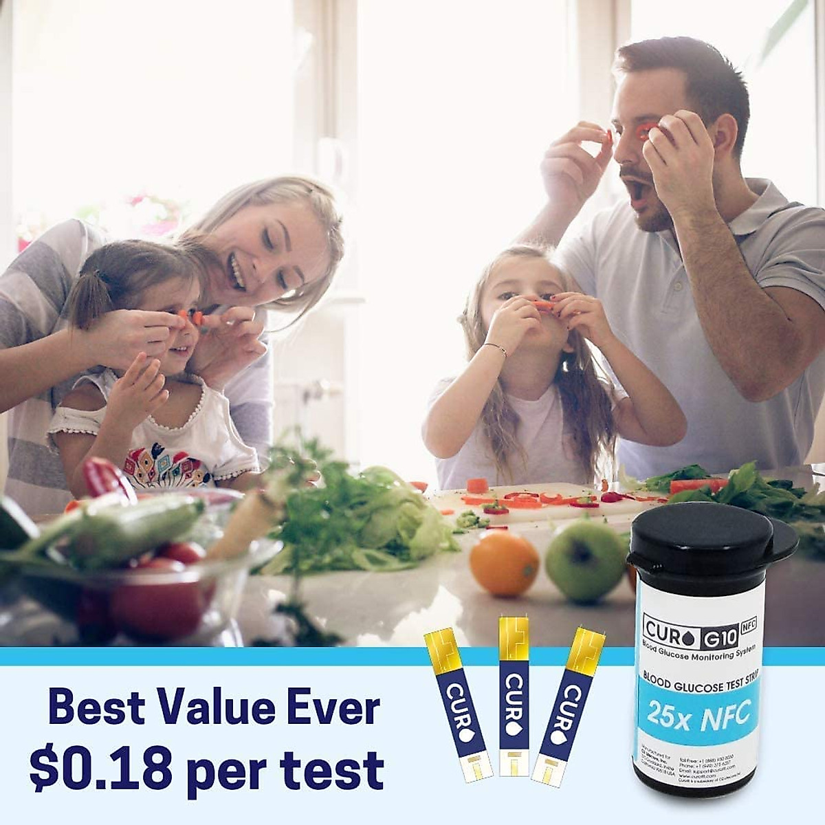 CURO G10 Glucose Test Strips : Included Total Glucose Test Strips 100 Qty (Device NOT Included)