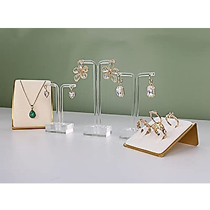 GemeShou 3pcs transparent earring T stand jewelry display for show, acrylic earring hanger for women, small clear earring holder for selling, jewelry Photography props【3pcs earring stand-T shape】