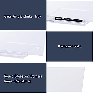 Acrylic Dry Erase White Board - 10 x 10 Inches Clear Desktop Whiteboard Frameless to List Board with Markers Tray Small Desktop Dry-Erase-Board Mini Easel Whiteboard