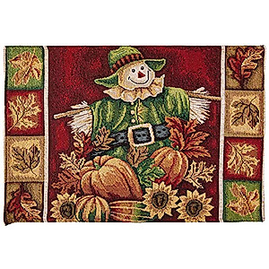 Violet Linen Fall Harvest Thanksgiving Autumn Leaves Sunflowers Fruits Pumpkins Tapestry Pattern, Polyester Cotton Woven Tapestry, Scarecrow, 13 X 19, Rectangler Set of 4, Decorative Place Mats