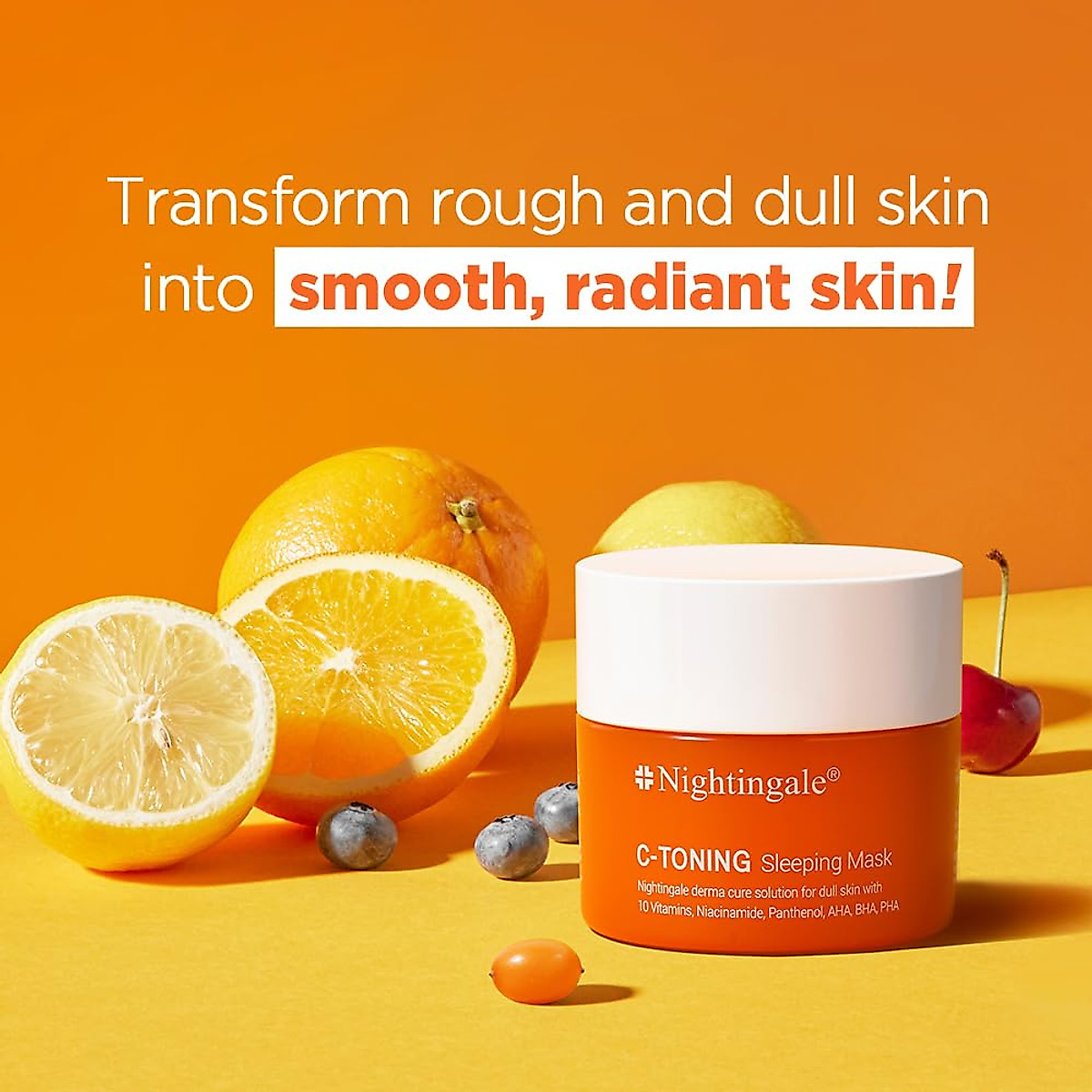 Nightingale C Toning Sleeping Mask, Overnight face Mask For Face, Vitamin C + Niacinamide +AHA, BHA, PHA+ Hyaluronic Acid, Moisturizing & Visibly Brighten, Fragrance free, Korean Skin Care