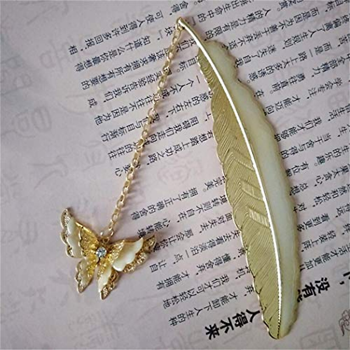 CH Book Luminous Bookmark Metal Bookmark Feather ButterflyBookmark,Golden Butterfly