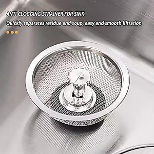 KUNMNGF Sink Stopper Bathroom Drain,Kitchen Sink Strainer,Sink Drain Stopper,Kitchen Sink Stopper,Sink Stopper,Stainless Steel Kitchen Sink Strainer,Bathtub Sink Strainer for Kitchen,Bathroom, Silver