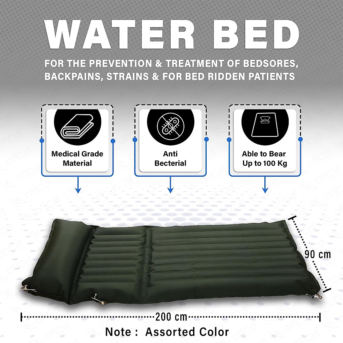 otica Water Bed for Bed Sores Prevention for Bed Ridden Patient and in Long Term hospitalization(Multicolor)