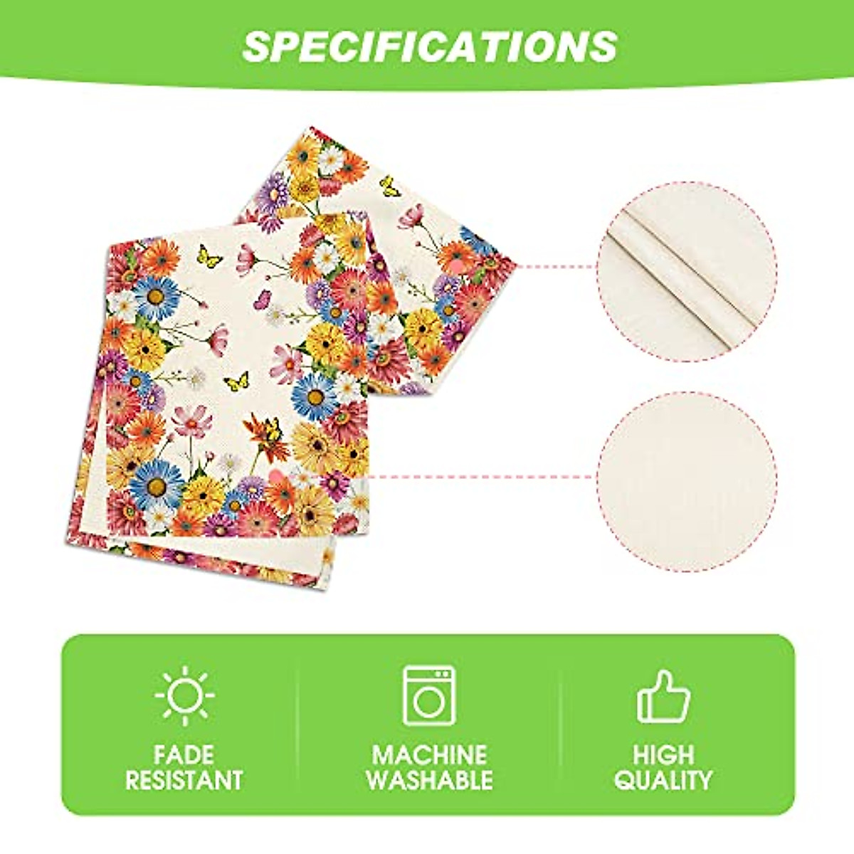 Artoid Mode Bloom Flowers Daisy Butterfly Spring Table Runner, Seasonal Holiday Kitchen Dining Table Decoration for Home Party Indoor 13x120 Inch