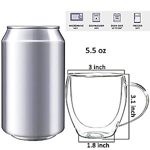 Youngever 2 Pack Glass Espresso Mugs, Double Wall Thermo Insulated Glass Coffee Cups, Glass Coffee Mugs, 5.5 Ounce (Tall)