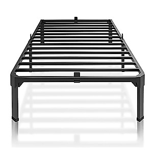 Superay 14 Inch Metal Twin Bed Frame with Mattress Slide Stopper - Single Black Basic Anti Squeak Steel Slats Platform, Easy Assembly Heavy Duty Noise Free Bedframes, No Box Spring Needed