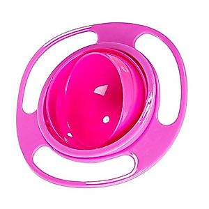 Wnvivi 2Pcs Spill Resistant Gyro Bowl, Magic Bowl 360 Degree Rotation Spill Resistant Gyro Bowl, Toy Tableware with a handle For Toddler Baby Kids Children Blue and Red