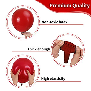 RUBFAC Ruby Red Balloons Different Sizes 105pcs 5/10/12/18 Inch Dark Red Christmas Balloon Garland Kit for Wedding Valentine's Day Birthday Party Supplies Bridal Shower Decorations