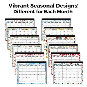 CRANBURY Large Deskpad Calendar 2023 - (Seasons) 17x22", Big 2023 Calendar 22x17, Large Desk Calendar or Wall Calendar, Colorful Monthly Designs, Includes Stickers