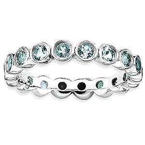 IceCarats 925 Sterling Silver Blue Aquamarine Stackable Ring Gemstone Band March Birthstone Jewelry Size 8.00