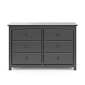 Storkcraft Kenton 6 Drawer Double Dresser (Gray) – Dresser for Kids Bedroom, Nursery Dresser Organizer, Chest of Drawers for Bedroom with 6 Drawers, Universal Design for Children’s Bedroom