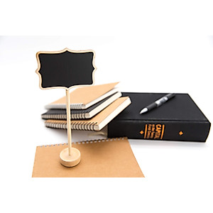 15 Pack Wood Mini Chalkboard Signs (Water-Based Chalk and Replacement Stickers Are Included) Small Rectangle Chalkboards Blackboard for Weddings, Message Board Signs and Special Event Decorations