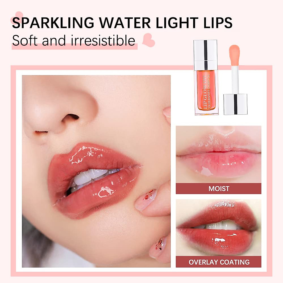 Hydrating Lip Glow Oil, Moisturizing Lip Gloss, Plumping Lip Oil, Non-Sticky Long Lasting Lip Oil Gloss, Transparent Lip Oil Tinted, Reduce lip lines (Raspberry(#007))