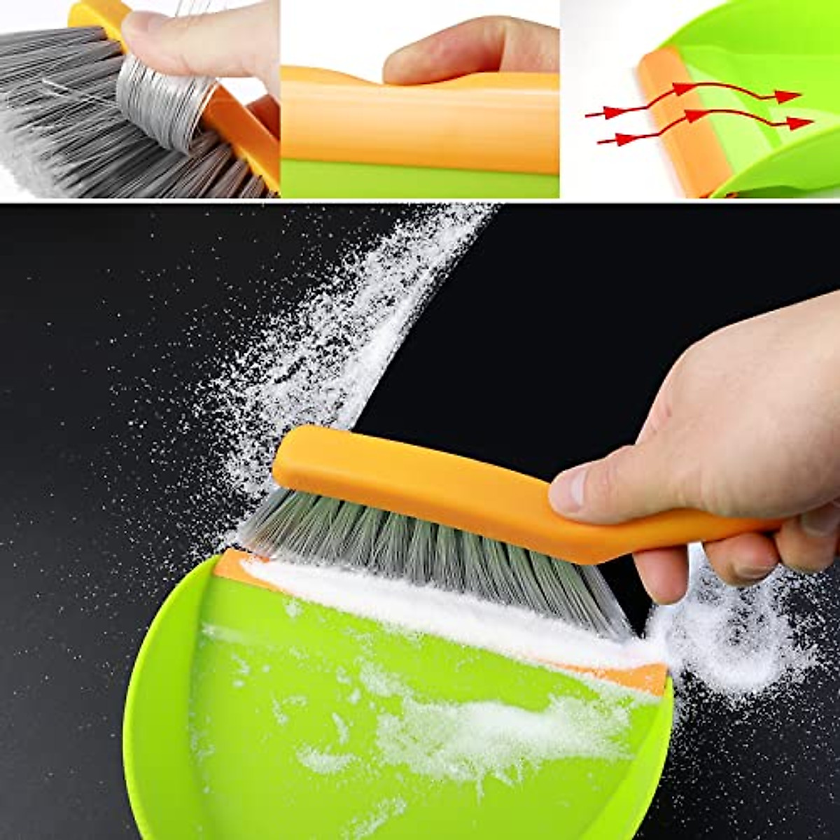 Mini Broom and Dustpan Set - Small Broom and Dustpan Set for Home, Camping Broom, Whisk Brooms Small (Green Orange)…