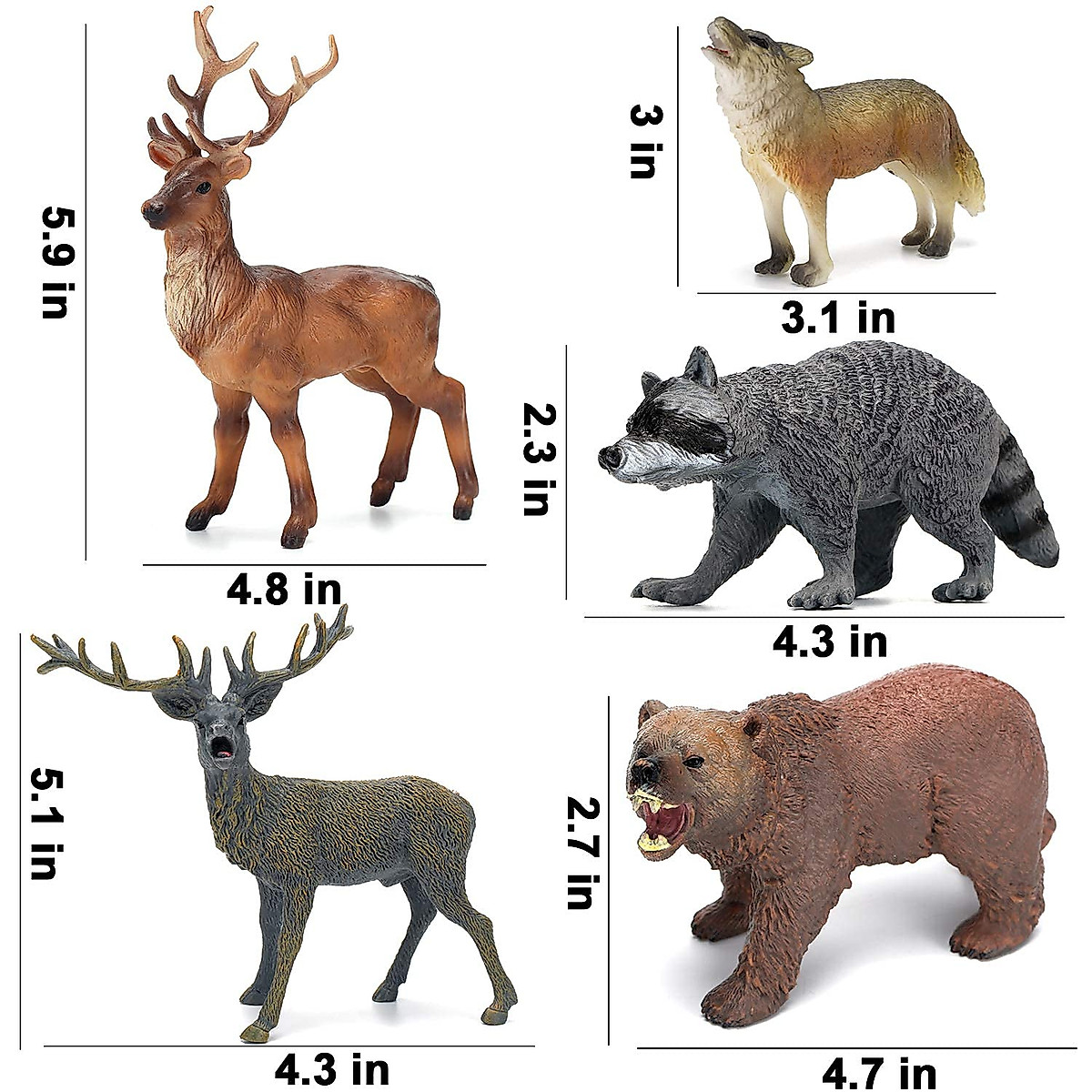 Forest Animals Figurines Toys, 10PCS Realistic Plastic Wild Woodland Animals Figures Playset, Cake Toppers Birthday Gift for Kids Children Toddlers