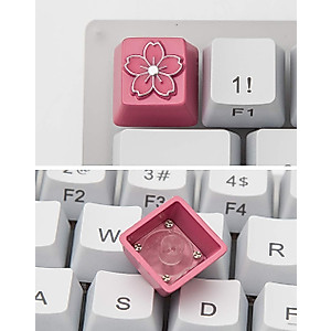 HFSECURITY Sakura Cherry Blossoms Metal Backlit Keycaps for Cherry Mx Switch Mechanical Gaming Keyboard Zinc Aluminum Alloy 3D Keycaps