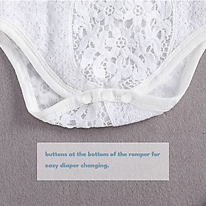 koramesis Baby Girl Clothes Set Lace Ruffle Romper Flare Denim Jean Pants and Headband 3Pcs Set Newborn Infant Outfits Set (White Straight, 3-6 Months)