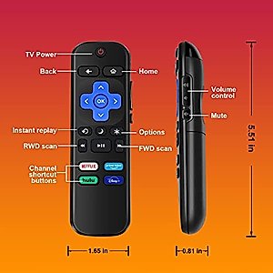 2 PCS Replaced Remote Control for Roku TV,Compatible for TCL Roku/Hisense Roku/Sharp Roku/Onn Roku/Insignia Roku ect,with Netflix Disney+/Hulu/Prime Video Buttons【Not for Roku Stick and Box】