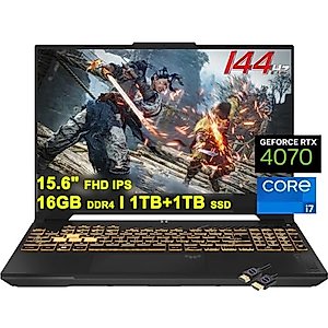 Asus TUF F15 Gaming Laptop | 15.6" FHD 144Hz | 12th Gen Intel 14-Core i7-12700H >i9-11950H | 16GB DDR4 1TB+1TB SSD | GeForce RTX 4070 8GB Graphic | Backlit Thunderbolt4 USB-C Win11 + HDMI Cable