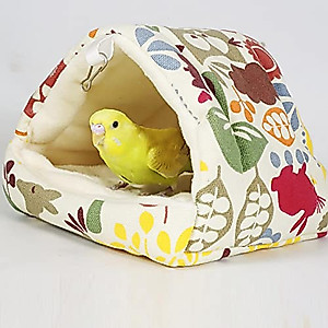 Winter Parrot Cage Hideaway Cave House Hut Birdcage Perch Swing Hammock Bird Hanging Nest for Lovebirds Parakeet Finches Cockatiel Cockatoo, 15cmx15cmx14.5cm