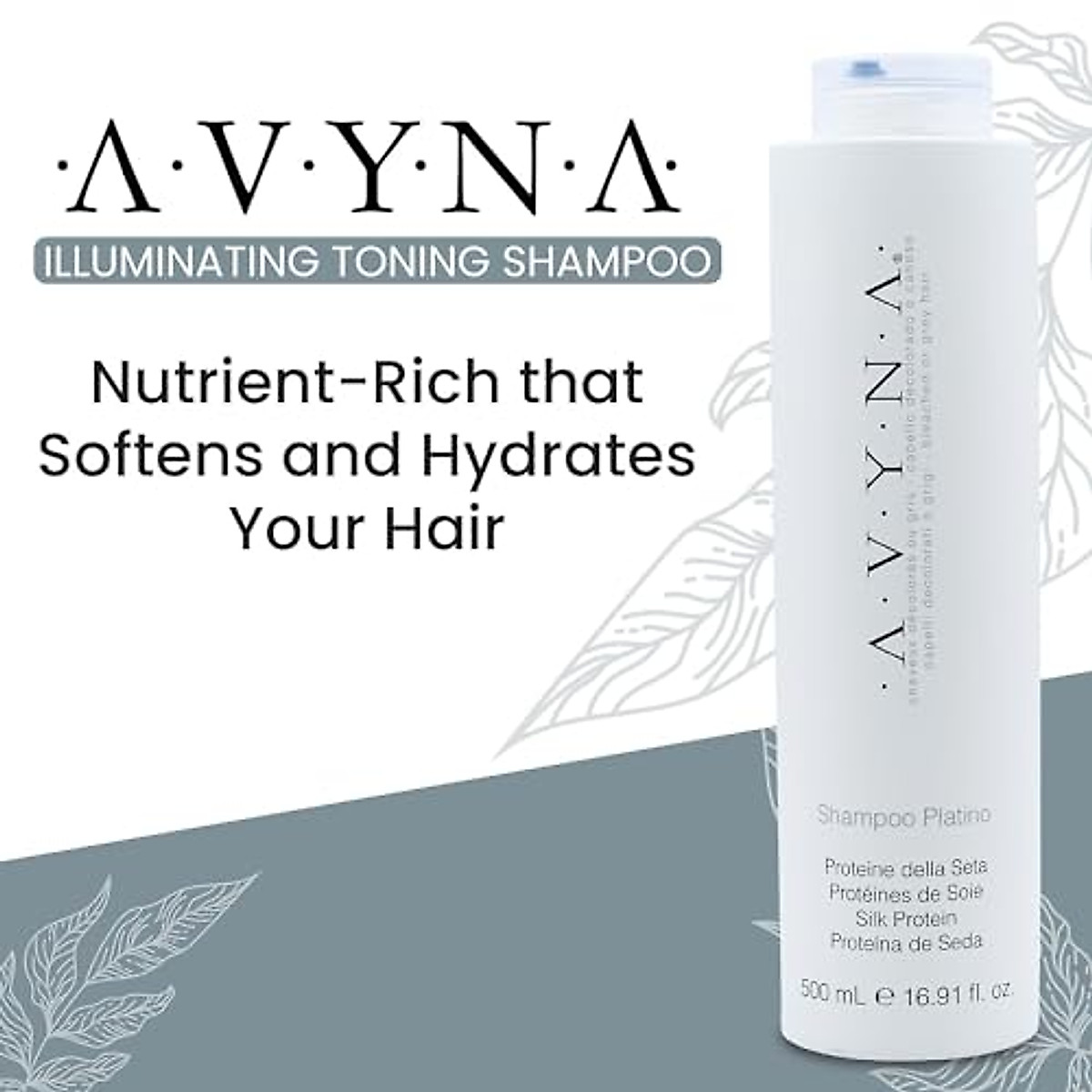 Avyna Purple Shampoo Tones Down Unwanted Yellow Hues On Grey, lightened or Streaked Hair