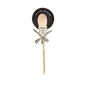 Life is Short Lick the Spoon Porcelain Spoon Rest and Wooden Spoon Set