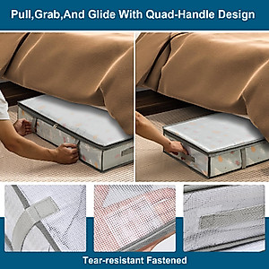 4 Packs Under Bed Storage Containers Bins, Humid-Proof Plastic Underbed Storage Bins, Closet Organizers and Clothes Storage Bags, Under the Bed Blanket Storage with Handles for Clothes,Bedroom