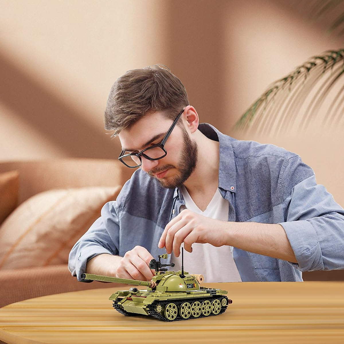 DAHONPA T-54S Medium Tank Army Building Block(604 PCS),WW2 Military Historical Collection Model with 2 Soldier Figures,Toys Gifts for Kid and Adult.