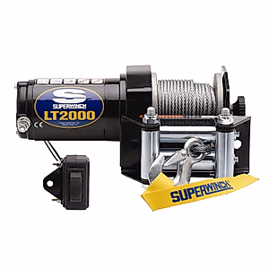 Superwinch 1120210 LT2000 12V DC Electric Winch 2,000lb/907kg Single Line Pull with Roller Fairlead, 5/16in. x 50ft. Steel Wire Rope, Corded Handheld Remote, Handlebar Rocker Switch