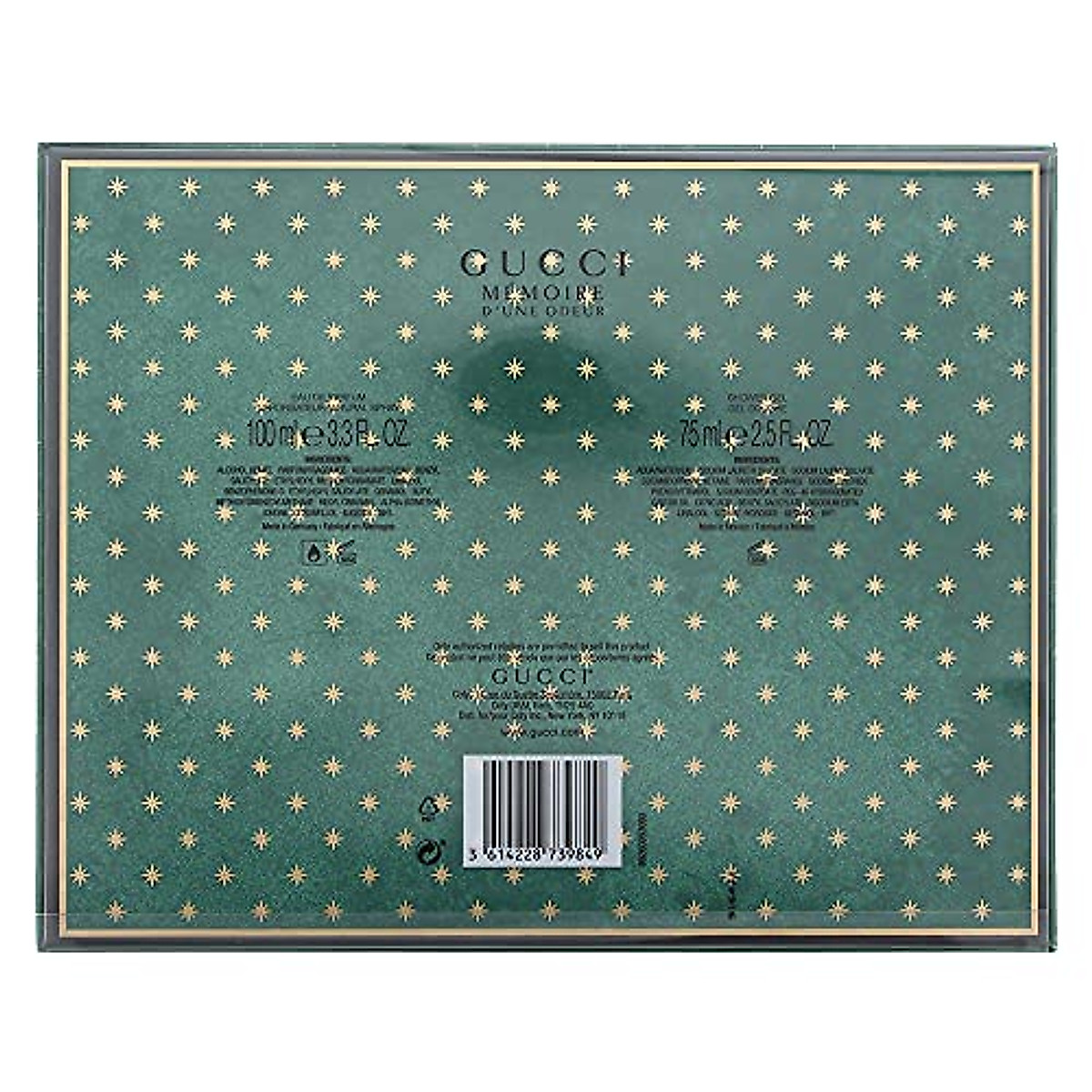 Gucci Memoire dUne Odeur Women 3.3oz EDP Spray, 2.5oz Shower Gel 2 Pc Gift Set