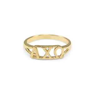 The Collegiate Standard Alpha Chi Omega 14k Gold Plated Sorority Ring with Greek letters