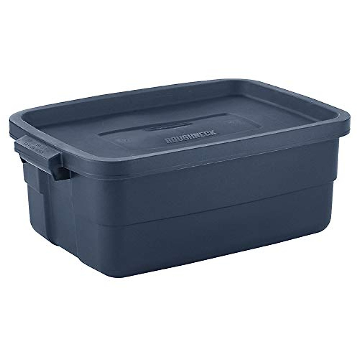 Rubbermaid Roughneck 10 Gallon Rugged Storage Tote in Dark Indigo Metallic with Lid and Handles for Home, Basement, Garage, (6 Pack)