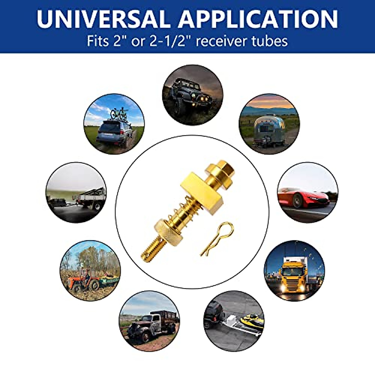 METOWARE Trailer Hitch Pin, 5/8" Dia Anti Rattle Hitch Pin Fits 2" and 2-1/2" Receiver Tubes, Hitch Pin with Extra Safety Clip for Any Hollow Shank Cargo Carrier, Bike Rack, Hitch Step (1 Pack)