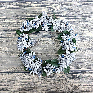 soofylia 4 Pack White Blue Beads Christmas Candle Rings, Tea Light Candle Holder Mini Wreaths for Rustic Wedding Party Table Centerpieces Christmas Napkin Rings Room Decor Christams Decorations
