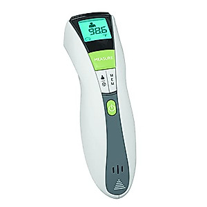 Veridian 09-349 Non-contact Infrared Digital Thermometer, 1-second Readout, Backlit Display, Measures Body and Object/Liquid Temperatures, Memory Recall of Last 10 Readings