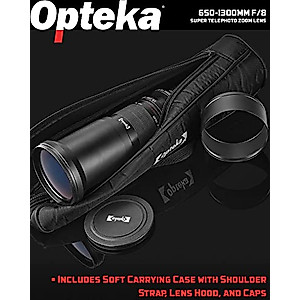 Opteka 650-1300mm (with 2X- 1300-2600mm) Telephoto Zoom Lens for Canon EF-Mount EOS 90D, 80D, 77D, 70D, 60D, 50D, 7D, 6D, 5D, 5DS, 1DS, T8, T8i, T7i, T7s, T7, T6s, T6i, T6, T5, SL3, SL2 DSLR Cameras