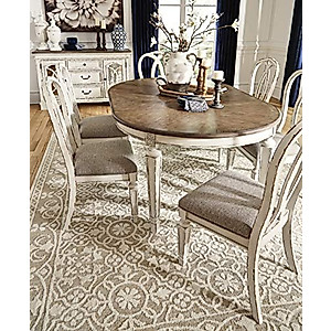 Signature Design by Ashley Realyn French Country Ribbon Back Dining Chair, 2 Count, Chipped White