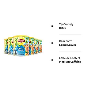 Lipton Peach Iced Tea Mix, Sweetened, Makes 10 Quarts (Pack of 6)