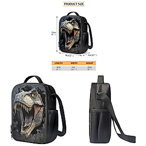 Showudesigns Cool Dinosaur Children Backpack Set with Schoolbag Lunch Bag Pencil Case Trex Backpack